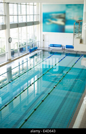 A high-angle shot of a swimming pool with floating leaves, in autumn ...