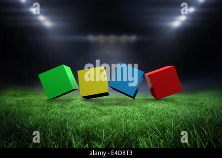 3d colourful cubes in a row Stock Photo - Alamy