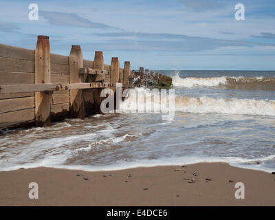 Wooden Groynes on Hornsea Beach East Riding of Yorkshire England Stock ...