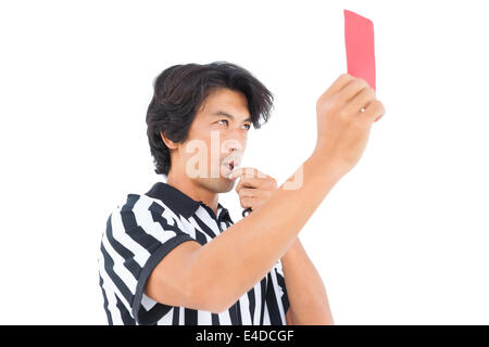 Football referee showing a red card isolated on white background Stock ...