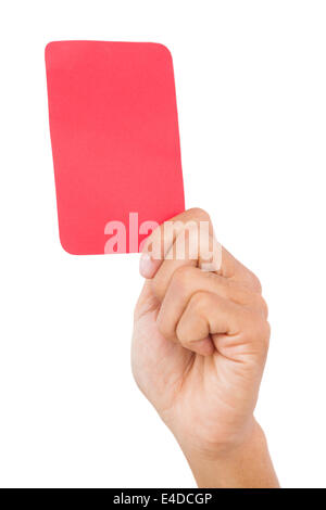 Hand holding up red card Stock Photo - Alamy