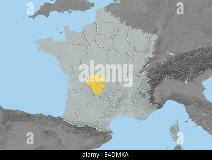 Region of Limousin, France, Relief Map Stock Photo - Alamy