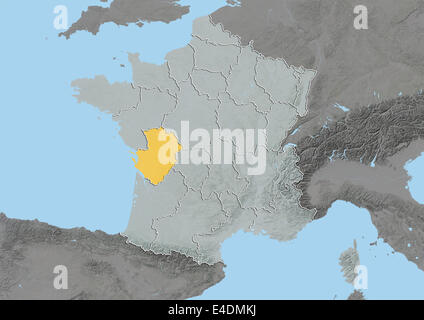 France and the Region of Poitou-Charentes, Relief Map Stock Photo - Alamy