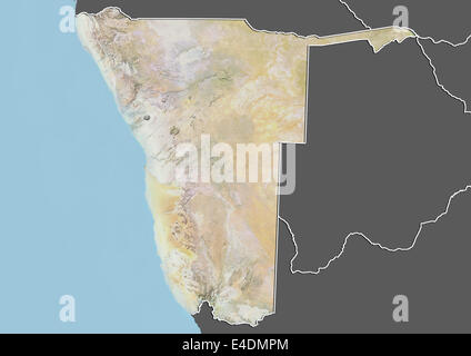 Namibia, Relief Map With Border Stock Photo - Alamy