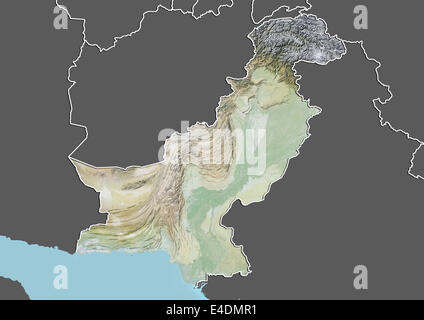 Pakistan, Relief Map with Border and Mask Stock Photo - Alamy