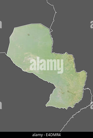 Paraguay, Relief Map With Border and Mask Stock Photo - Alamy