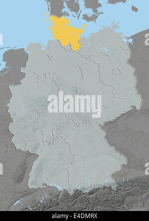 Germany and the State of Schleswig-Holstein, Relief Map Stock Photo - Alamy