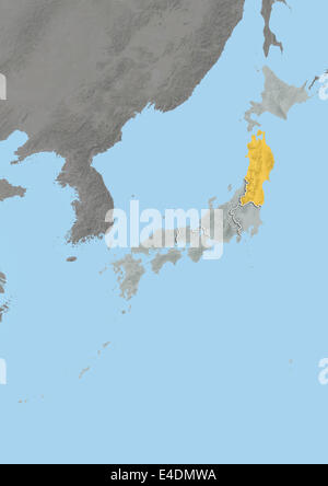 Japan and the Region of Tohoku, Satellite Image With Bump Effect Stock ...