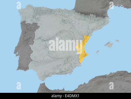 Valencia, Spain, Relief Map Stock Photo - Alamy