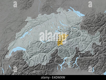 Switzerland and the Canton of Uri, Relief Map Stock Photo - Alamy
