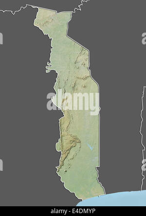 Togo, Relief Map with Border Stock Photo - Alamy