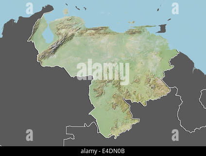 Venezuela, Relief Map with Border and Mask Stock Photo - Alamy