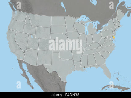 State of Delaware, United States, Relief Map Stock Photo - Alamy