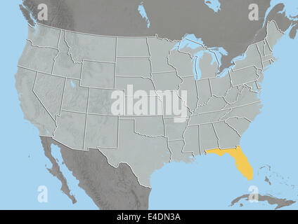 United States and the State of Florida, Relief Map Stock Photo - Alamy
