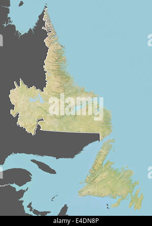 Province of Newfoundland and Labrador, Canada, Relief Map Stock Photo ...