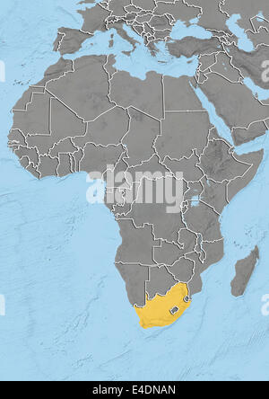 South Africa, Relief Map with Border and Mask Stock Photo - Alamy
