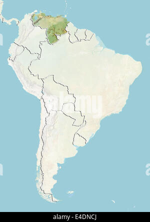 Venezuela, Relief Map with Border Stock Photo - Alamy