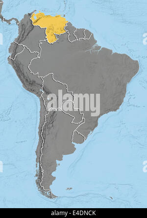 Venezuela, Relief Map with Border Stock Photo - Alamy