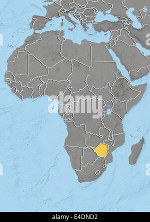 Zimbabwe, Relief Map with Border Stock Photo - Alamy