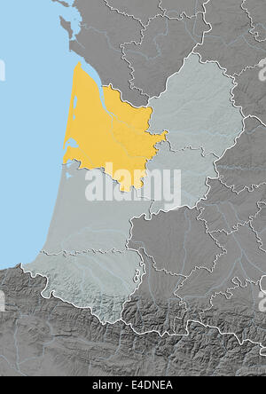 Departement of Gironde, France, Relief Map Stock Photo - Alamy