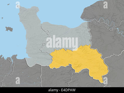 Departement of Orne, France, Relief Map Stock Photo - Alamy