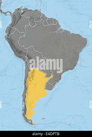 Argentina, Relief Map With Border Stock Photo - Alamy