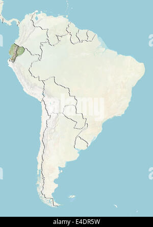 Ecuador, Relief Map With Border Stock Photo - Alamy