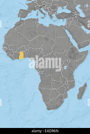 Ghana, shaded relief map Stock Photo: 25410936 - Alamy