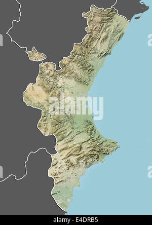 Valencia, Spain, Relief Map Stock Photo - Alamy