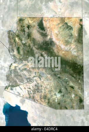 A satellite view of the desert and the Colorado River near Yuma ...