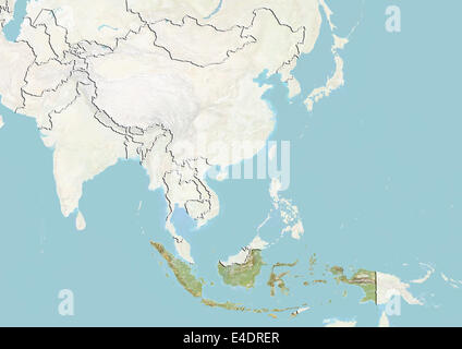 Indonesia, Relief Map With Border Stock Photo - Alamy