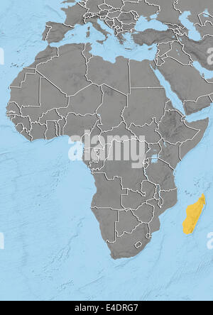 Madagascar, Relief Map With Border Stock Photo - Alamy