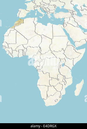 Morocco, Relief Map With Border Stock Photo - Alamy