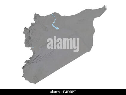 Syria, Relief Map with Border Stock Photo - Alamy