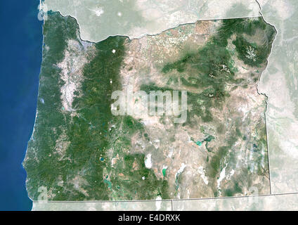 United States and the State of Oregon, True Colour Satellite Image ...