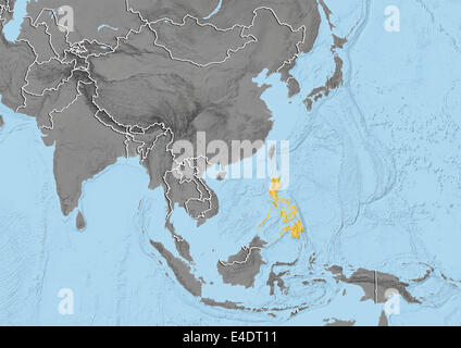Philippines, Relief Map with Border Stock Photo - Alamy