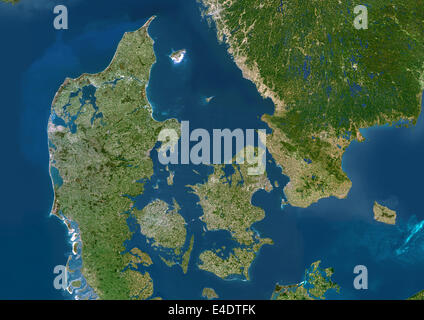Denmark, True Colour Satellite Image With Mask. Denmark, true colour ...