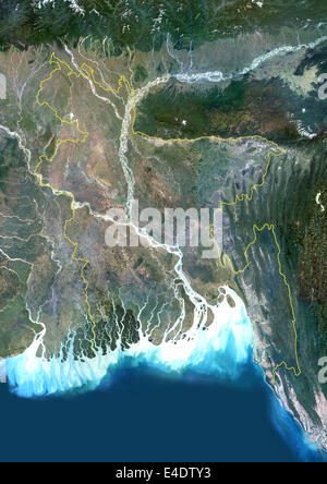 Satellite view of the Ganges River Delta, Bangladesh, India. Also known ...