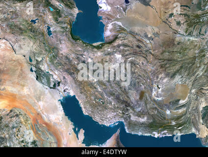 Iran, Middle East, Asia, True Colour Satellite Image With Border And ...