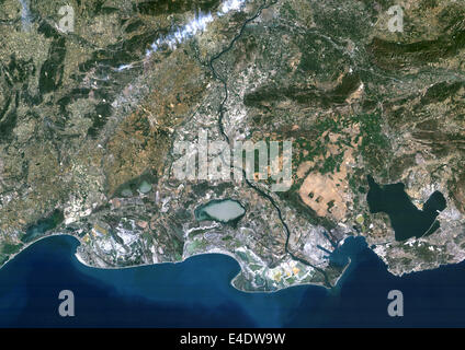 Rhone River Delta, satellite image. This delta is where the Rhone River ...