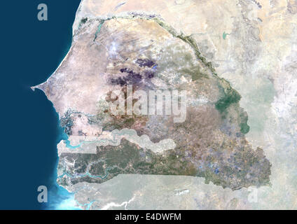 Senegal, Africa, True Colour Satellite Image With Border. Satellite ...