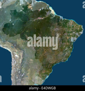 Brazil, South America, True Colour Satellite Image With Border ...