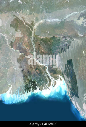 Satellite view of the Ganges River Delta, Bangladesh, India. Also known ...