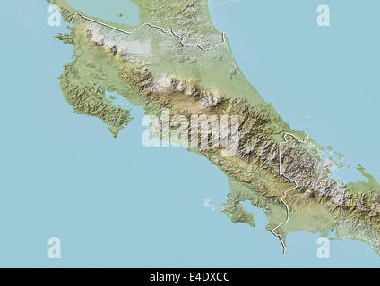 Costa Rica, Relief Map With Border and Mask Stock Photo - Alamy