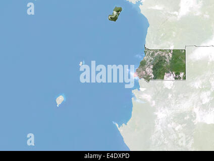 Color satellite image of Equatorial Guinea, with mask Stock Photo - Alamy