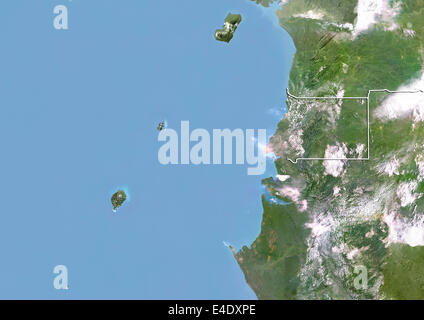Color satellite image of Equatorial Guinea, with mask Stock Photo - Alamy