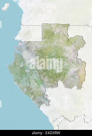 Gabon, Relief Map With Border and Mask Stock Photo - Alamy
