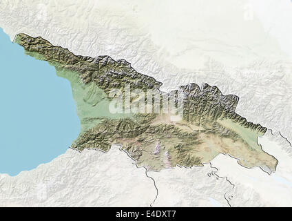 Georgia, Relief Map With Border Stock Photo - Alamy