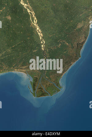 Krishna River Delta, satellite image. This delta is where the Krishna ...