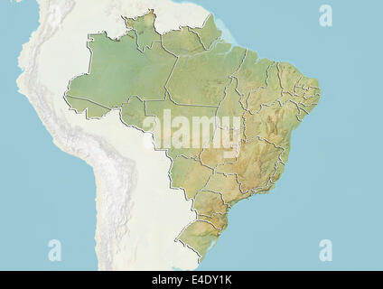 Brazil, Relief Map With State Boundaries Stock Photo - Alamy